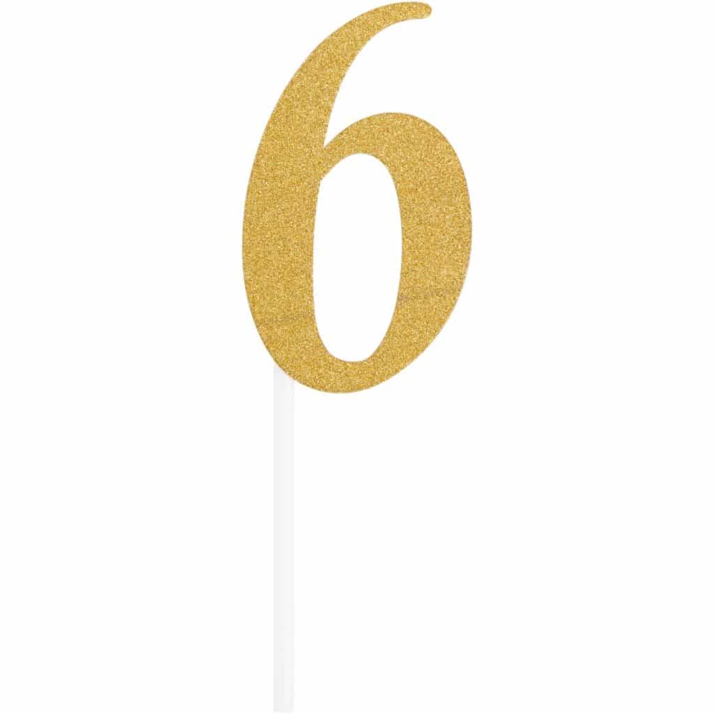 Gold Glitter Age 6 Cake Topper - Cake CraftCake Craft