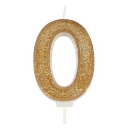 Gold Sparkle Numeral Candle - Number 0 - Cake CraftCake Craft