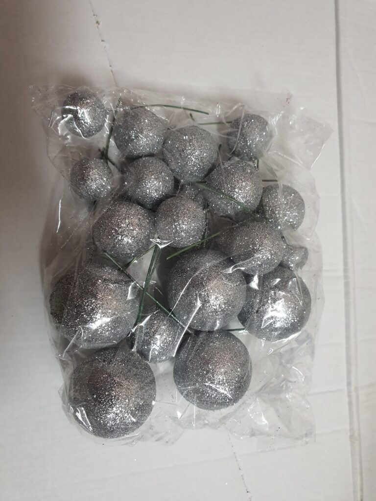 Silver Glitter Balls Cake Toppers x 12 - Cake CraftCake Craft